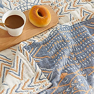 COLLACT Boho Throw Blanket for Couch Cotton Sofa Jacquard Coverlet Orange Throw Blankets for Bed Bohemian Geometric Throws Soft Cozy Quilted Blanket Year Round 60x80 Inch Orange