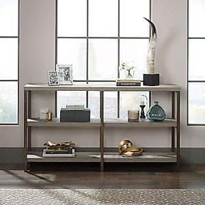 Sauder Manhattan Gate Console Table/Book Shelf, L: 66.02" x W: 15.59" x H: 35.83", Mystic Oak Finish