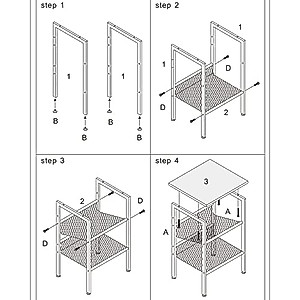 Coral Flower Set of 2 Side Tables, End Tables with Adjustable Mesh Shelves, for Living Room, Bedroom, Industrial, Stable Steel Frame, Easy Assembly, Rustic Brown