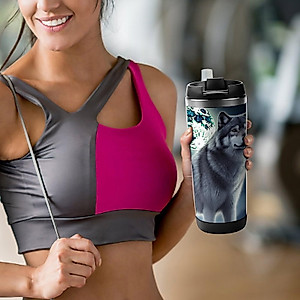 13 Oz Travel Mug Wolf Under Moon Stainless Steel Double Wall Vacuum Leak Proof Insulated Tumbler with Lid Hot And Cold Beverage Holder for Travel Picnic Outdoor