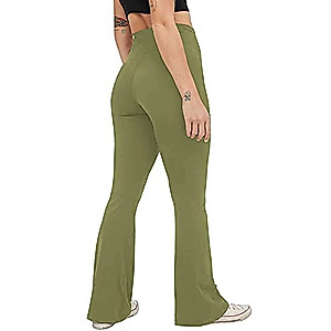 Womens Bootcut Yoga Pants Womens Tees Loose Fit Stretch Pants for Women Leggings Straight Leg Dress Pants for Women Cropped Dog Athletic Leggings for Women with Pockets Sale Clearance D-Green