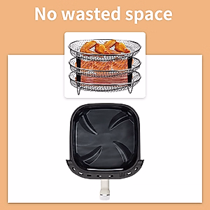 Air Fryer Racks Stainless Steel 11Pcs Air Fryer Universal Accessories, 3 Layer Stackable Dehydrator Racks With Oil Brush and Clamp, Air Fryer Basket Tray Fit Air Fryer, Oven, Pressure Cooker
