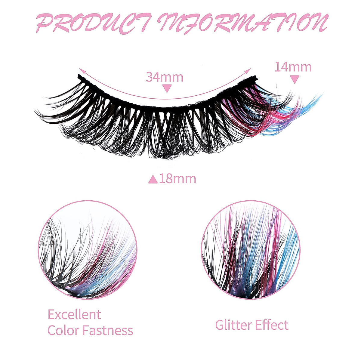 cobee Colored False Eyelashes, 7 Pairs Rainbow Fluffy Eye Lashes Wispy Mink Lashes Fake Eyelashes Natural Look Eye Lashes for Cosplay Party Festival