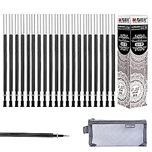 M&G Gel Ink Refill, Extra Fine Needle Tip 0.5mm Black Ink Refills for Liquid Gel Pens, Universal Size Refill- Pack of 20 with Pen Bag (AGR640C3)