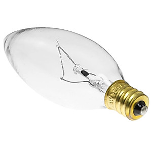 SQXBK 6PCS 120V 60W C32 E12 CTC Clear Candelabra Base Straight Torpedo Tip Chandelier Bulbs Incandescent Chandelier Light Bulbs