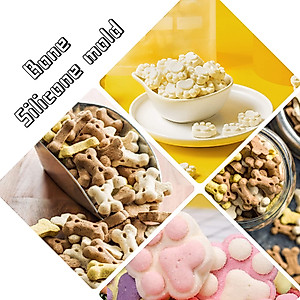 2 Pcs Mini Silicone Molds 106 Cavity Dog Bone Mold 69 Cavity Paw for Chocolate, Fondant, Candy, Biscuits, Cookie, Jelly And Dog Training Commands Concept