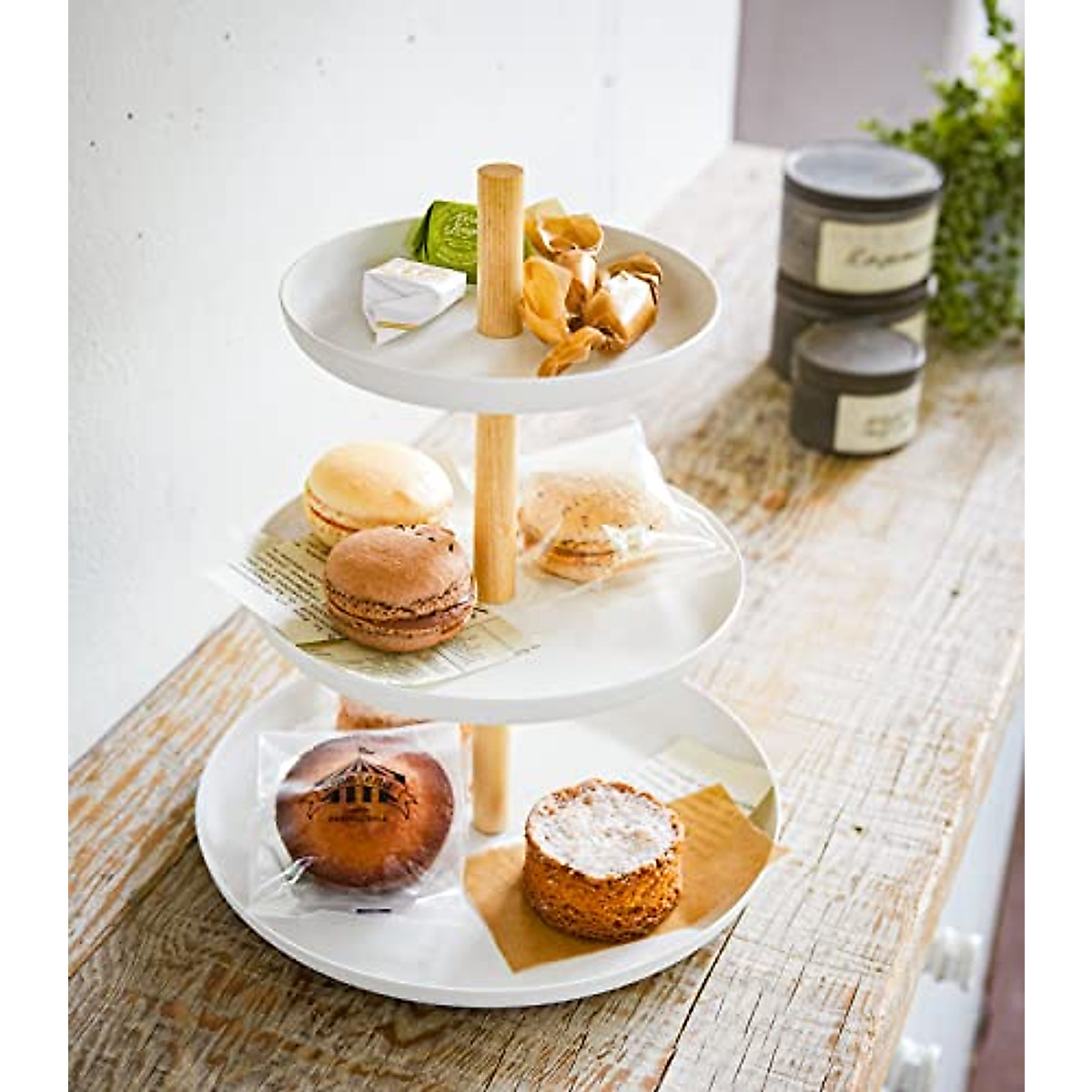Yamazaki Home 3-Tier Food Serving Stand - Appetizer & Dessert Tray Party Organizer