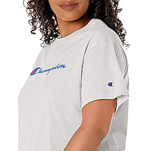 Champion womens Cropped Tee, Script Logo T Shirt, Oxford Gray-550757, Medium US