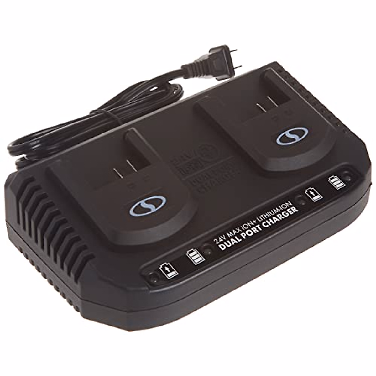 Snow Joe 24VCHRG-DPC 24V iON+ Dual Port Quick Charge Docking Station, Charger, Black