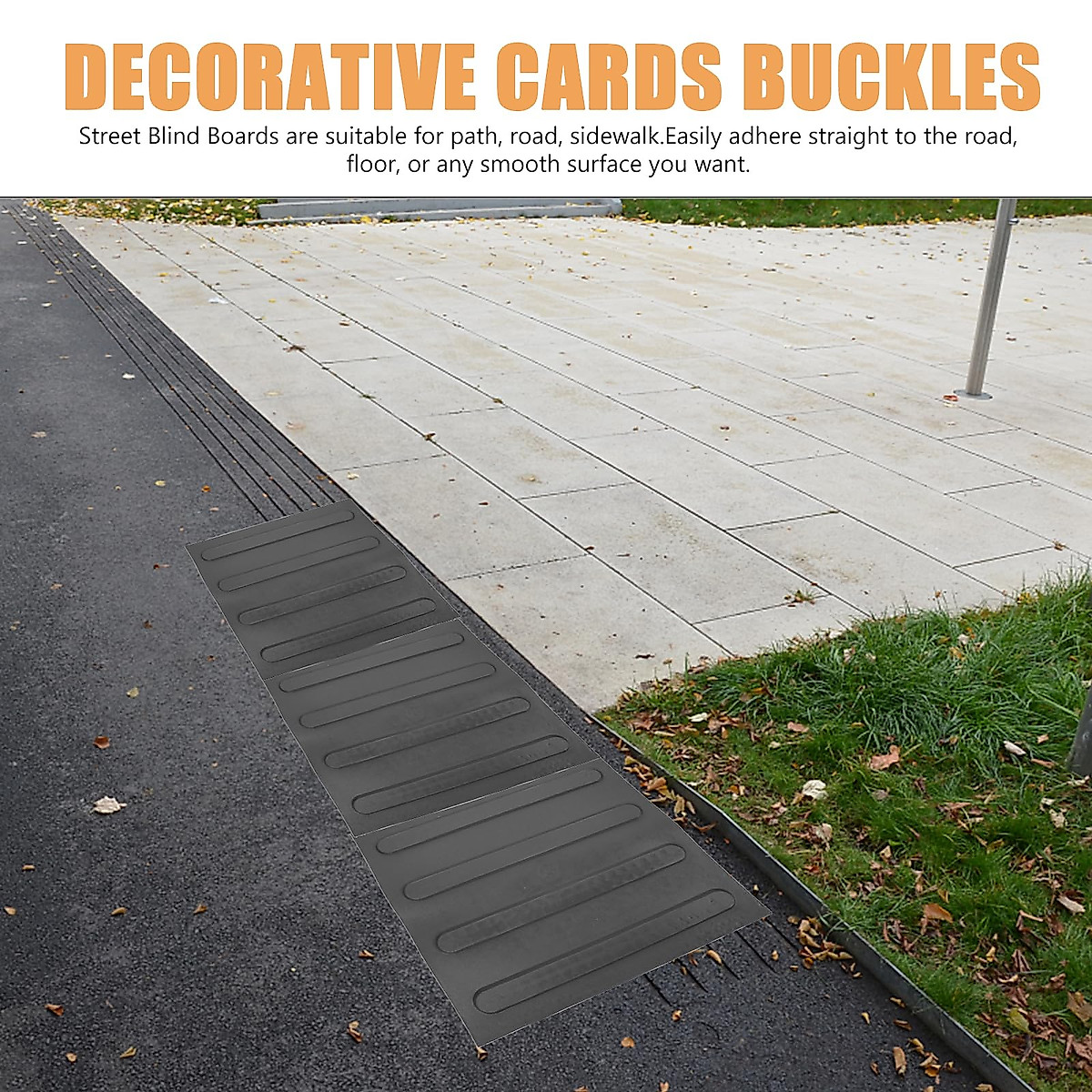 4pcs Tactile Paving Tiles Rubber Blind Road Bricks Patio Deck Tiles Outdoor Sidewalk Pad Walkway Floor Stickers for Pathway Garden Poolside Balcony