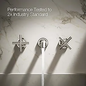 KOHLER Purist® Widespread wall-mount bathroom sink faucet trim with 6-1/4" spout and cross handles, requires valve