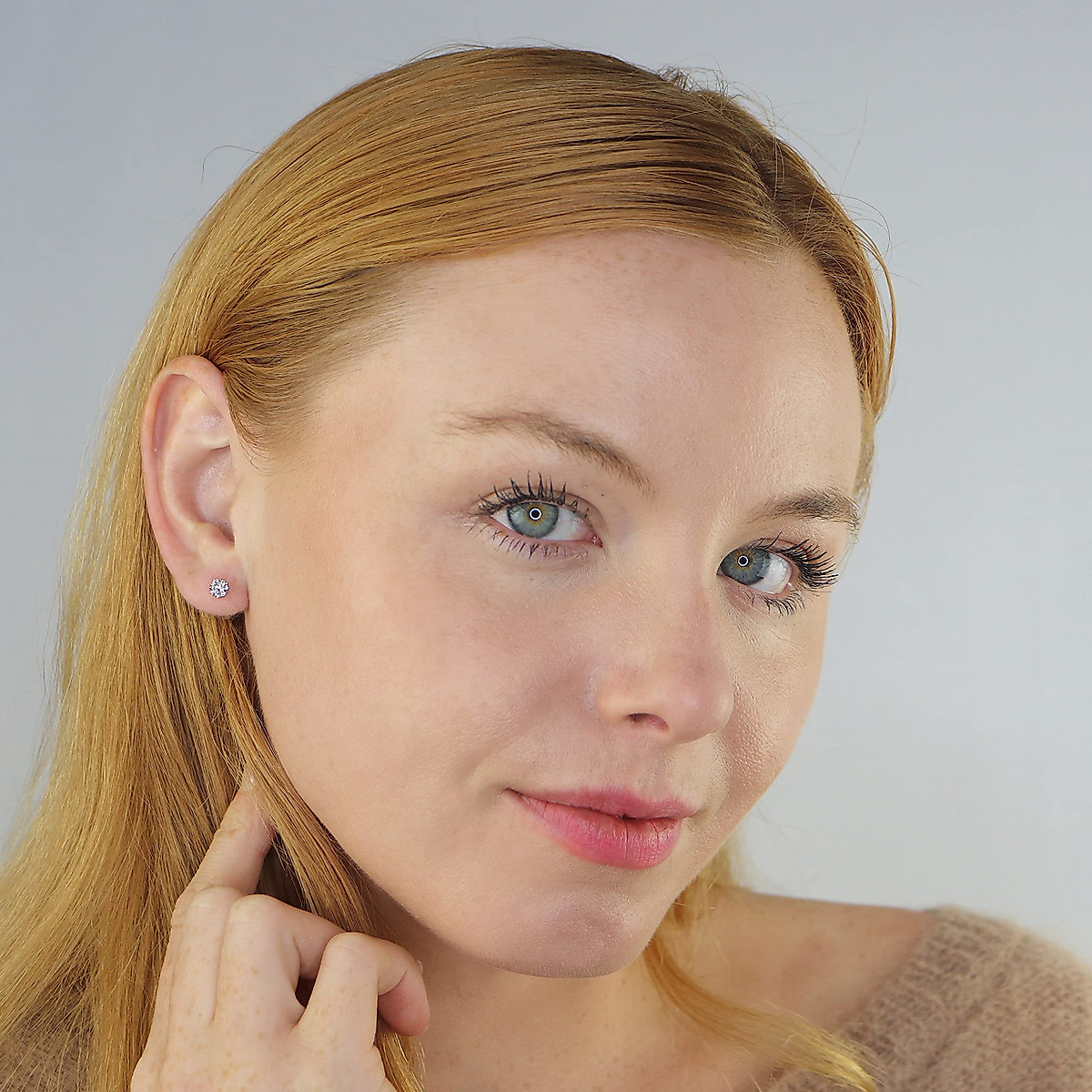 Diamond Wish - 3/4 Carat Lab Grown Diamond Round Stud Earrings for Women in 14k Rose Gold (E-F, VS1-VS2, 0.75 cttw) 4-Prong Setting Screw Back Studs