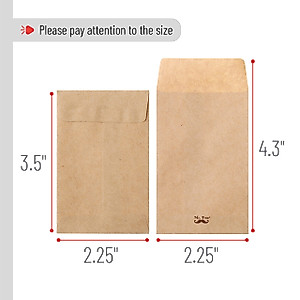 Mr. Pen- Kraft Coin Envelopes, 2.25" x 3.5", 100 Pack, Kraft Envelopes, Seed Envelopes, Small Envelopes, Gift Card Envelopes, Mini Envelopes, Key Envelopes, Seed Packet Envelopes, Stamp Envelope
