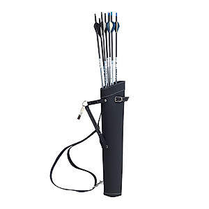 SOPOGER Archery Quiver,Leather Shoulder Back Arrow Quivers,Retro Waist Hip Arrow Bags,Dual Use with Large Pouch,Adjustable Belt for Outdoor Hunting & Target Practicing (Black)