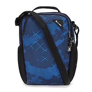 PacSafe Vibe 200 7.5 Liter Anti Theft Compact Travel Shoulder Bag-Fits 10.5 inch Tablet, Blue Camo