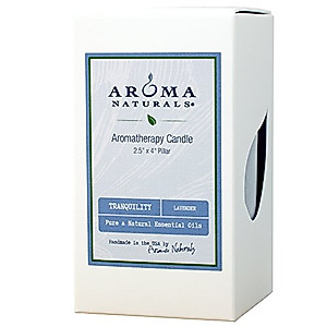 Aroma Naturals Essential Oil Tranquility Pillar Candle, 2.5" x 4", Lavender, 11 Ounce