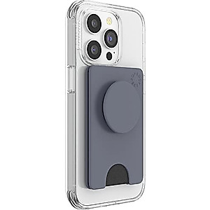 PopSockets Phone Wallet with Expanding Phone Grip, Phone Card Holder, Solid PopWallet - Shadow Blue