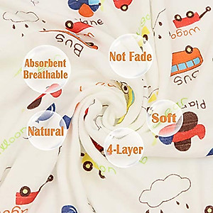 Coral Red Muslin Baby Blanket, Ultra Soft Hypoallergenic Baby Quilts, Unisex Baby Swaddle Wrap, Oversized 43 X 45 inchs (Car Bus)