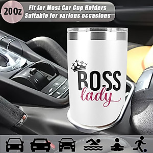 Boss Lady Gifts for Women Boss Day Gifts for Women Tumbler Cup Gifts for Bosses Female Christmas Birthday Gift Ideas for Boss Lady Queen Leader Boss Babe Gag Boss Appreciation Retired Tumbler 20 Oz