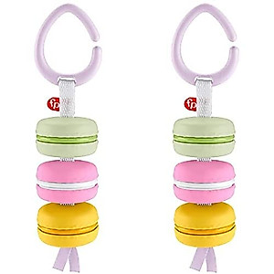 Fisher-Price My First Macaron Pretend Food TakeAlong Baby Rattle Activity Toy, Multicolor (Pack of 2)