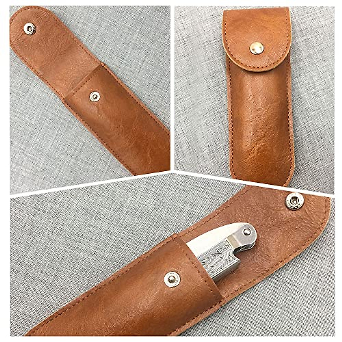 Wine Corkscrew Storage Bag Leather Wine Bottle Opener Storage Case Protective Bottle Opener Carry Case for Bartenders Barmans Waiters and More