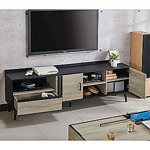 Furniture of America Trubico Mid-Century Wood Storage 70-Inch TV Stand in Black