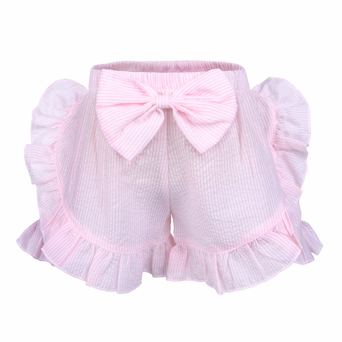 Kaerm Little Girls Summer Shorts Breathable Cotton Ruffle Hear-Shaped Pull On Boyshorts Pants