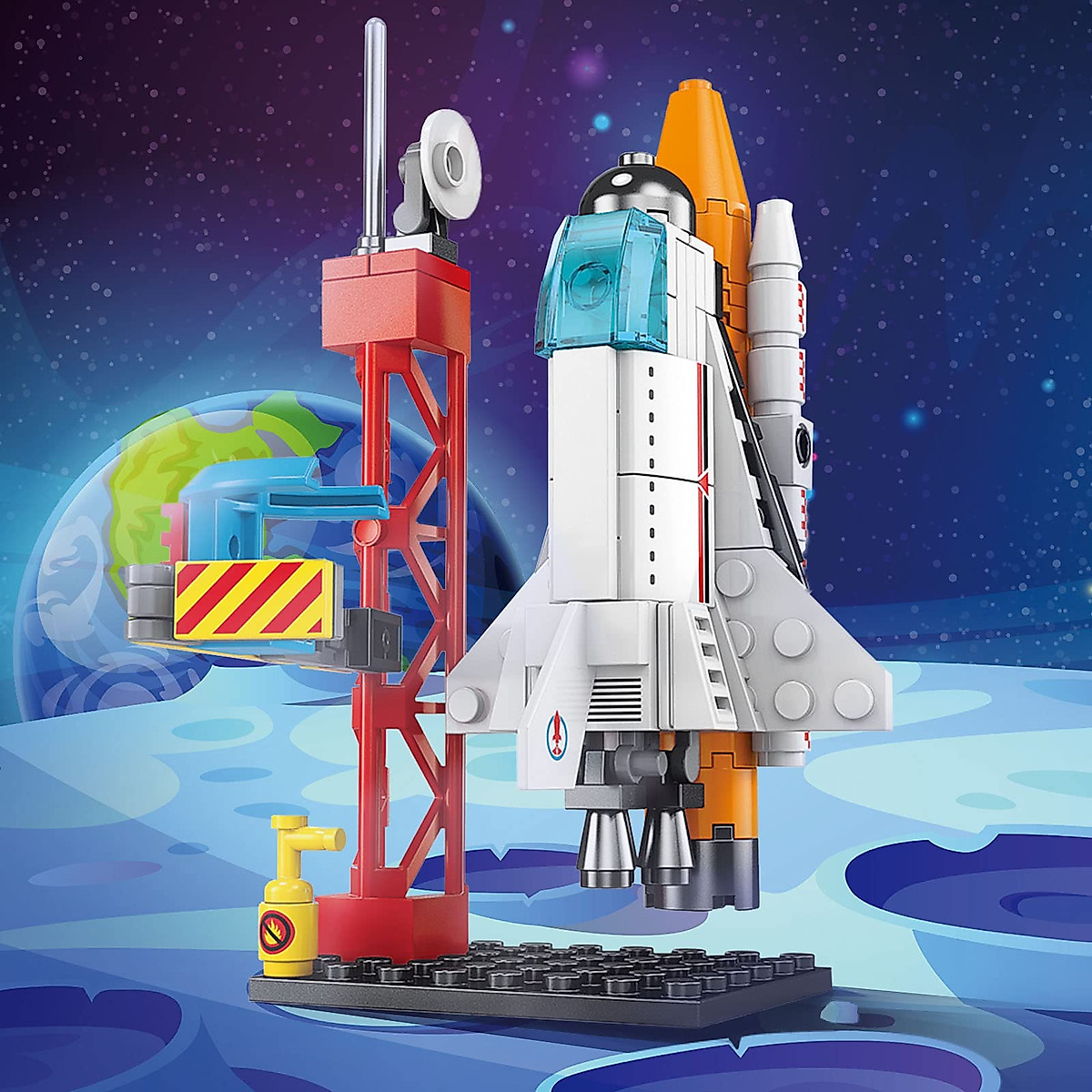 Scosloo Mini Space Shuttle Building Block Toy, Spaceship Rocket Launch Center Toy Set, Aerospace Rocket Building Kit Gifts for 7 8 9 10 11 12 Years Old Boys Kids (107Pcs)