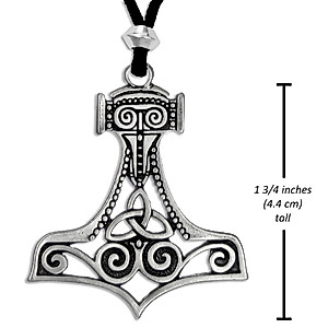 Large Thor's Hammer Necklace Mjolnir Pendant - Pewter Norse Jewelry