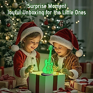 Anywin Guitar Gift, Bass Guitar Musical Instruments Illusion Night Light Festival Birthday Day Children Present Nursery Bedroom Desk Table Decoration for Boys Kids Music Lovers