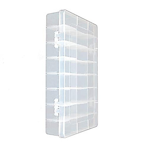 Yinpecly 24 Grids Double Buckle PP Component Storage Box Container Clear White with Removable Dividers Electronic Component Containers Tool Boxes 1pcs