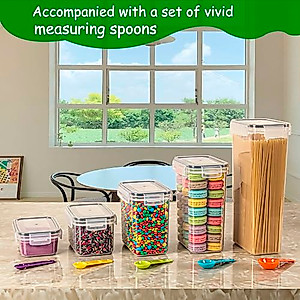 30 Pack Food Storage Containers with Lids Airtight, Kitchen Pantry Organizers and Storage for Cereal Flour Sugar Pasta Snacks, Clear Plastic BPA Free Dry Food Canisters with Labels & Measuring Spoons