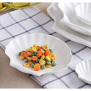 Sauce Dish,Dip/Dipping Bowls Set of 6, White Porcelain Dipping Sauce Bowls/Dishes for Sushi Tomato Sauce, Soy Sauce, Ketchup,Honey Mustard,BBQ Sauce or Seasoning (Shell shape- 2 Oz)