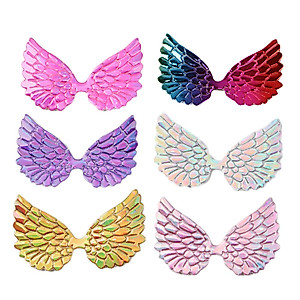 David Angie Laser Angel Wing Fabric Embossed 60 Pcs Iridescent Wing Patches for DIY Crafts Hair Accessories (Assorted 60 pcs)