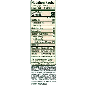 Sprout Organic Baby Food, Stage 4 Toddler Snacks, Blueberry Apple Wafflez, Single Serve Waffles (5 Count)