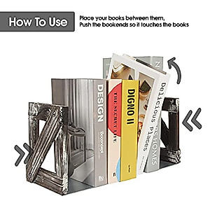J JACKCUBE DESIGN Rustic Bookends 1 Pair, Decorative Farmhouse Bookend for Heavy Books Magazine DVD on Desk Table Shelf - MK709A