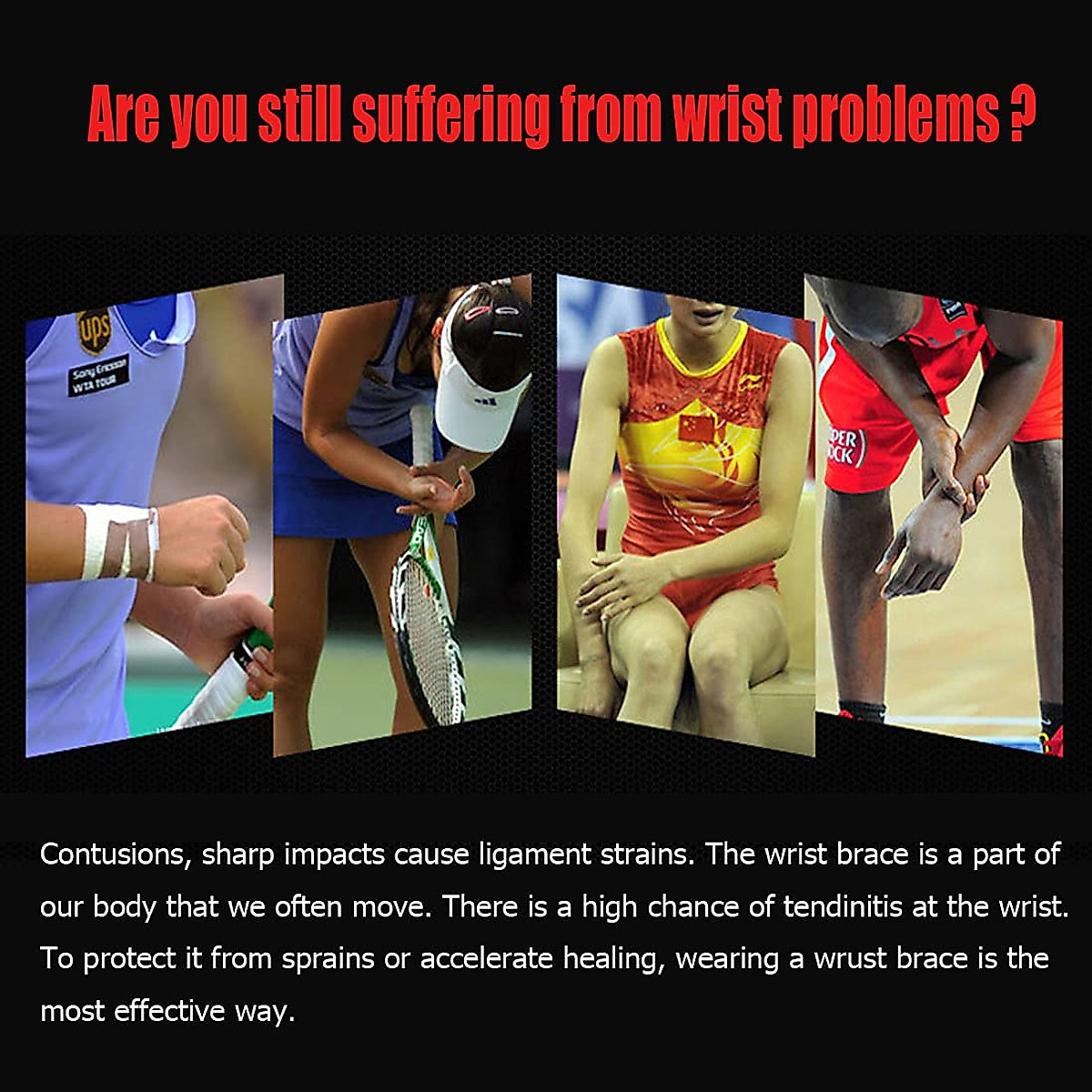 2 pcs Wrist Support Brace, Adjustable Wrist Brace Strap for Fitness, Weightlifting, Tendonitis, Carpal Tunnel Arthritis, Joint Pain Relief, Wrist Tendonitis (Black)