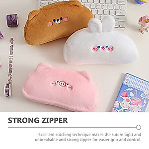 Operitacx Plush Pig Pencil Case: Cute Cartoon Animal Stationery Pen Pouch Travel Cosmetic Makeup Brushed Bag Organizer with Zipper for Teen Girls School Students