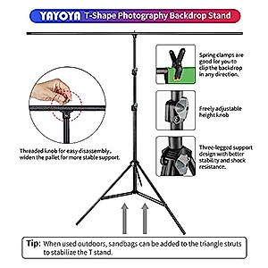YAYOYA Green Screen Backdrop with Stand Kit 5x6.5ft, Portable Chromakey Green Screen Stand with Carrying Bag and 5 Spring Clamps, Greenscreen T-Shaped Background Stand for Streaming,Video Gaming,Zoom