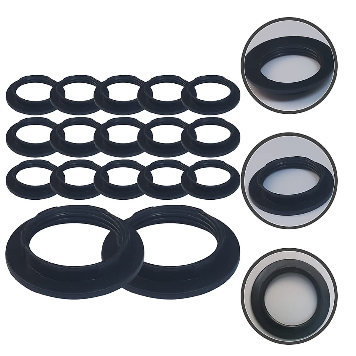 Beaupretty 50pcs E27 Lamp Fixed Ring Lamp Shade Collar Ring Lock Socket Replacement Adapter Ring Retaining Rings for Light Fixture Lamp Socket Retainer Ring Light Socket Ring Lamp Head Lamps