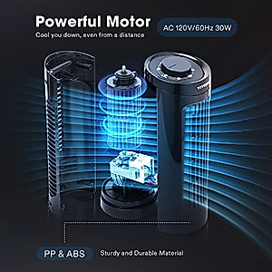 VIVOSUN 13'' Tower Fan, Bladeless Desk Fan with 3 Speeds and 70° Oscillation, Portable and Compact, Quiet Cooling Fan for Home and Office, Black