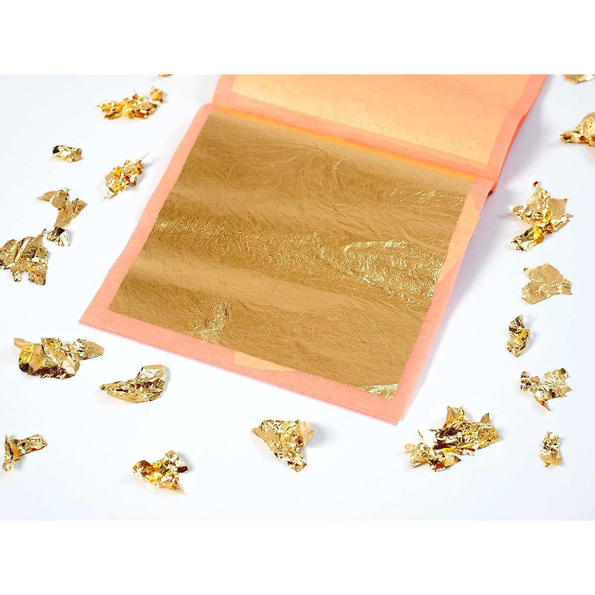 Slofoodgroup - 24 Karat Edible Gold Leaf Loose Sheets - 10 Sheets Gold Leaf Per Book - Gold Leaf Sheet Size 3.15in x 3.15in Loose Leaf Sheets - Edible Decoration, Crafting, Art and More