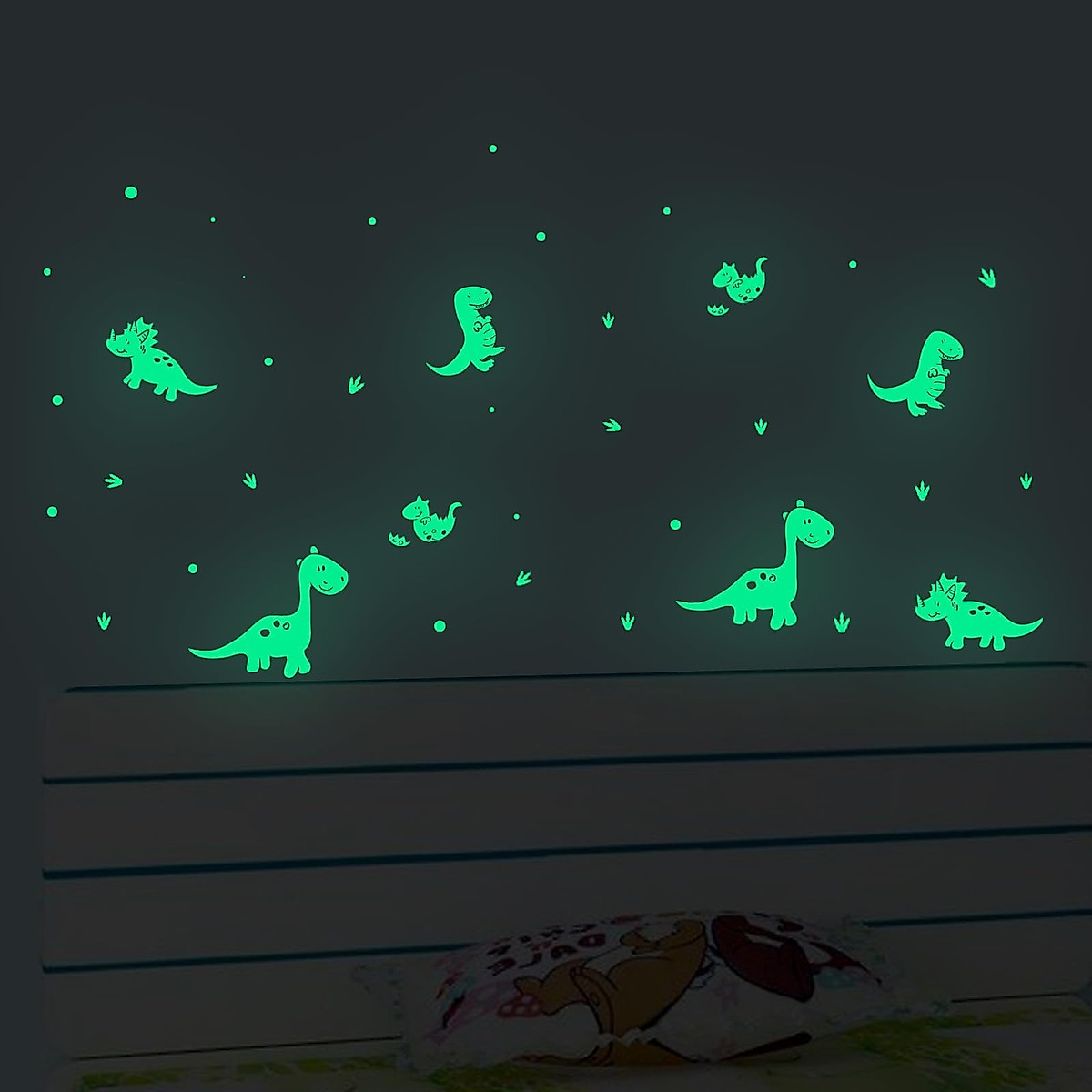 Glow in The Dark Stickers,2 Pack Dinosaur Stickers Decor for Boys Kids Bedroom,Wall Stickers for Living Room Decorations