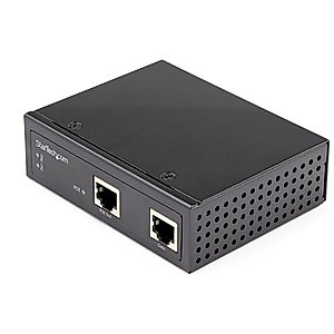 StarTech.com Industrial Gigabit PoE Injector - High Speed/High Power 90W - 802.3bt PoE++ 52V-56VDC DIN Rail UPoE/Ultra Power Over Ethernet Injector Adapter -40C to +75C Rugged, TAA (POEINJ1G90W)