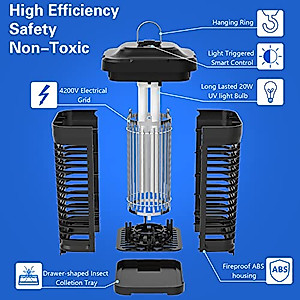 Bug Zapper,4300V 20W AoliGer Electric Outdoor Indoor Mosquito Killer Mosquito Trap Fly Zapper Insect Killer with Light Sensor, 2300 Sq.Ft Coverage
