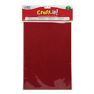 Baker Ross AW919 Christmas Glitter A4 Card - Pack Of 15, Festive Arts And Craft, Christmas Craft Supplies