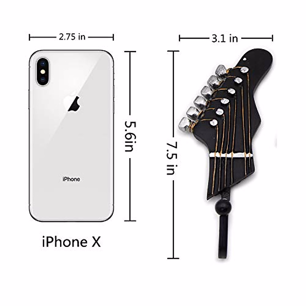 Goldblue Guitar Shaped Decorative Hooks Rack Hangers for Hanging Clothes Coats Towels Keys Hats Metal Resin Hooks Wall Mounted Heavy Duty