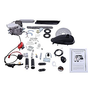 Futchoy 100cc 2-Stroke Bicycle Gasoline Engine Motor Kit Single Cylinder Air-Cooled Hydraulic Handle Motorized Bicycle Gas Engine Motor Kit for Bicycle Over 21 Inches Black