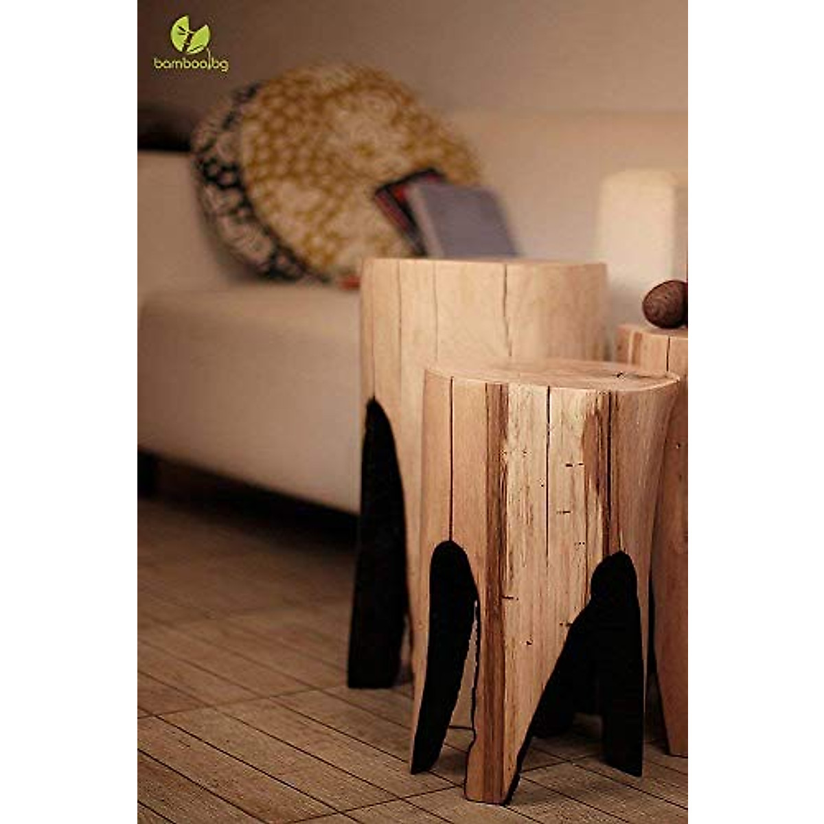 Tree Stump Table - Set Of Two, Log Stools, Reclaim Wood Coffee Tables, Rustic Furniture, Rough End Tables, Country House Decor