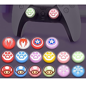 4Pcs Silicone Joystick Thumb Stick Grip Cover Case Cap for Playstation 5 PS5 Controller (Red-White Spider)